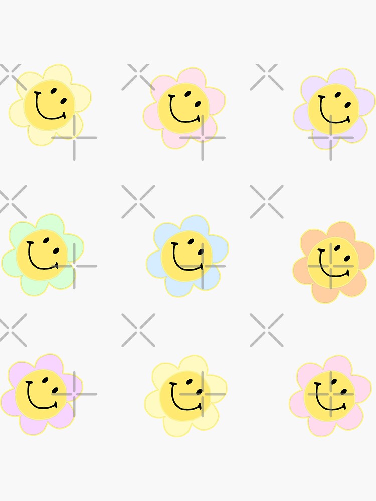 "pastel indie smiley face pack" Sticker for Sale by sistermoiyaa ...