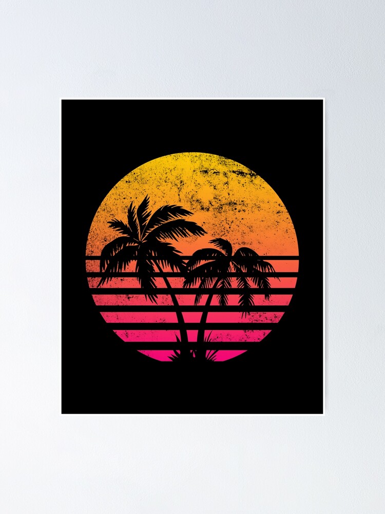 "Retrowave Sunset With Palm Trees" Poster for Sale by ayoubel16 | Redbubble