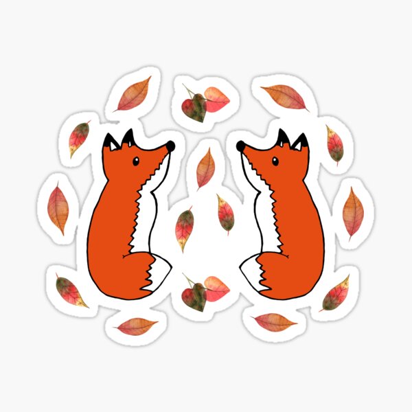 "Cute Foxes Autumn Leaves Fall Sticker Pack " Sticker by MysticMagpie ...