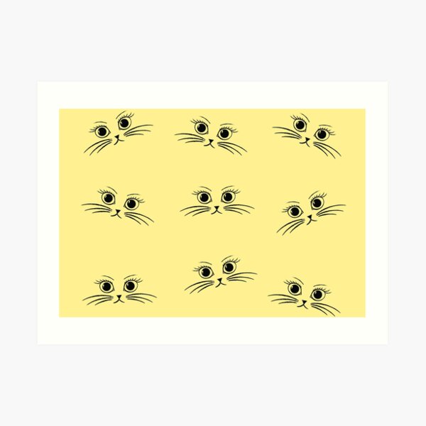 "Cute Cat Face pattern Cat Eyes, Nose & Mouth " Art Print by UniqueMw ...