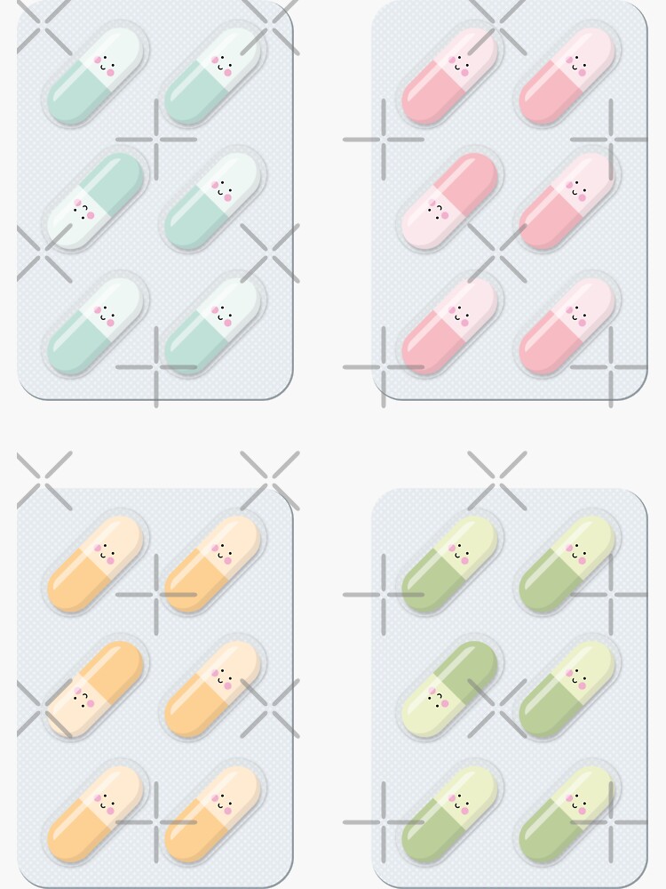 "Happy pills blister packs sticker pack" Sticker for Sale by Eenig ...