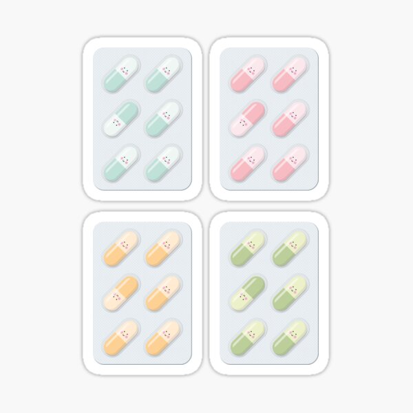 "Happy pills blister packs sticker pack" Sticker for Sale by Eenig ...
