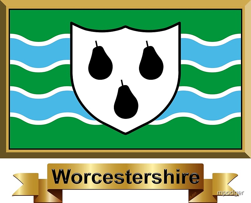 "Worcestershire Flag Gifts, Masks, Stickers and Products (N)" by ...