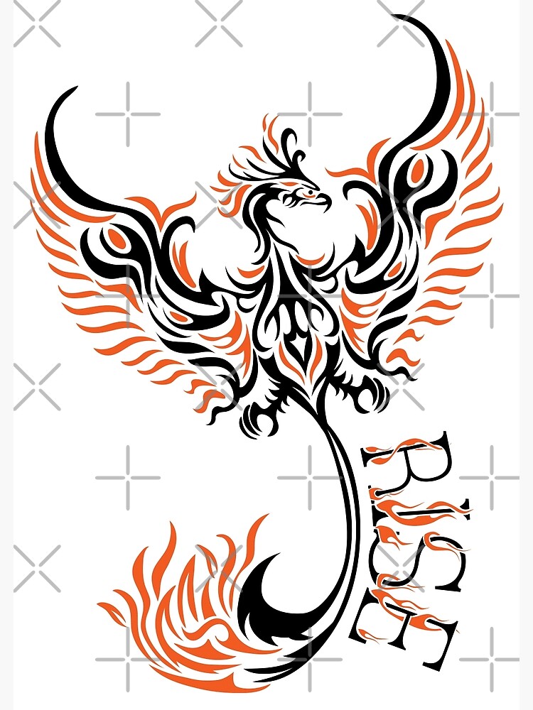 "PHOENIX Native American Tribal art - Black and Orange," Poster by ...