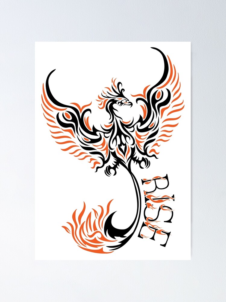 "PHOENIX Native American Tribal art - Black and Orange," Poster by ...