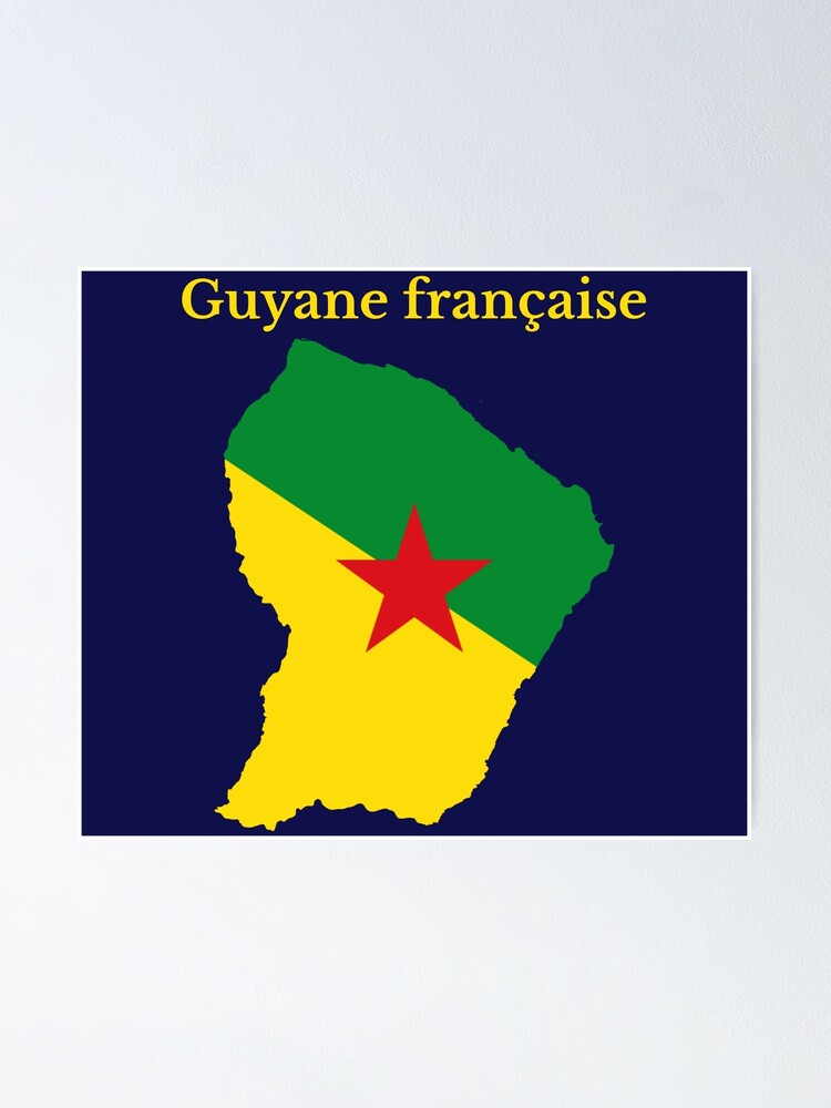 Poster « Guyane française (Guyane française), carte drapeau, région ...