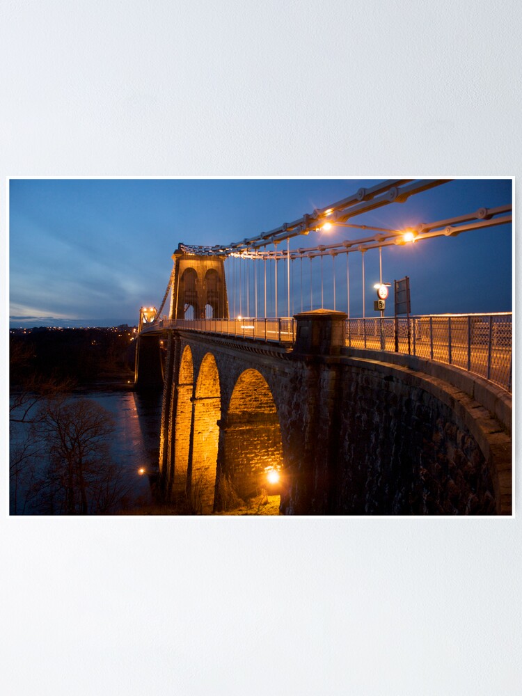 "Menai Bridge Dusk" Poster by dilyst | Redbubble