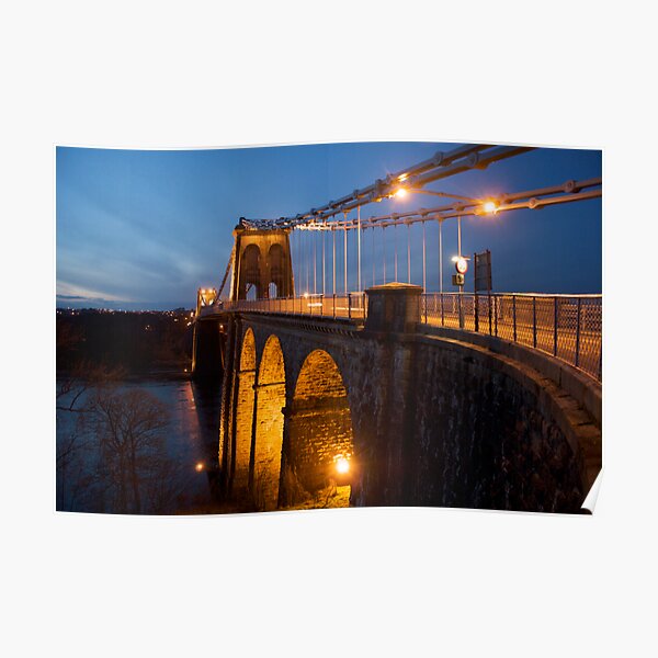 "Menai Bridge Dusk" Poster by dilyst | Redbubble