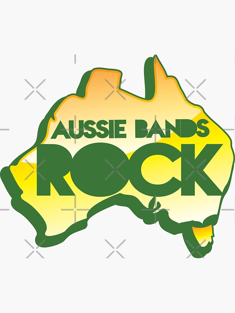 "Aussie bands ROCK! with map of Australia" Sticker for Sale by ...