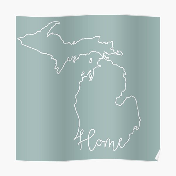 "Michigan Cursive Home State Outline" Poster for Sale by ...