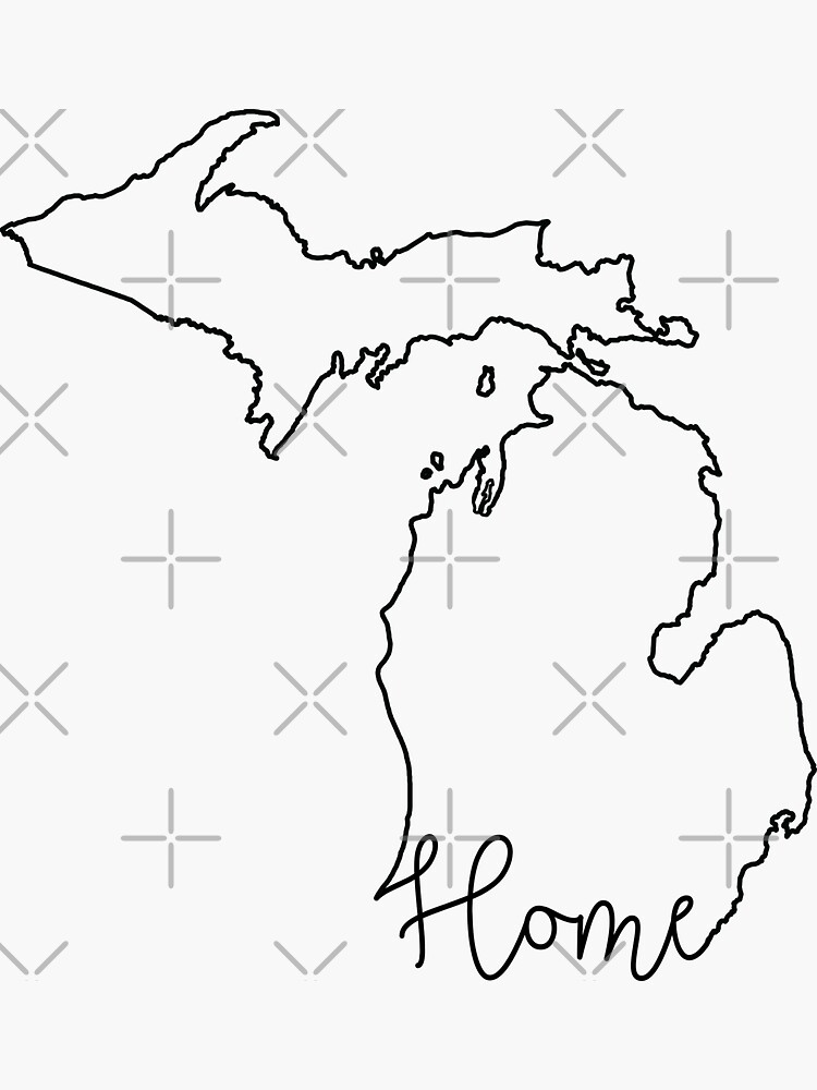 "Michigan Cursive Home State Outline" Sticker for Sale by ...