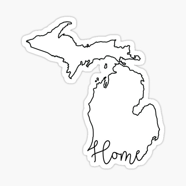 "Michigan Cursive Home State Outline" Sticker for Sale by ...