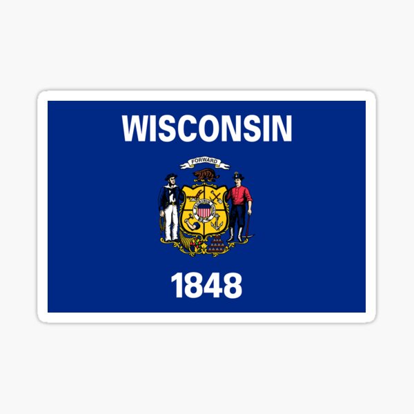 "Wisconsin Flag Gifts, Masks, Stickers & Products" Sticker for Sale by ...