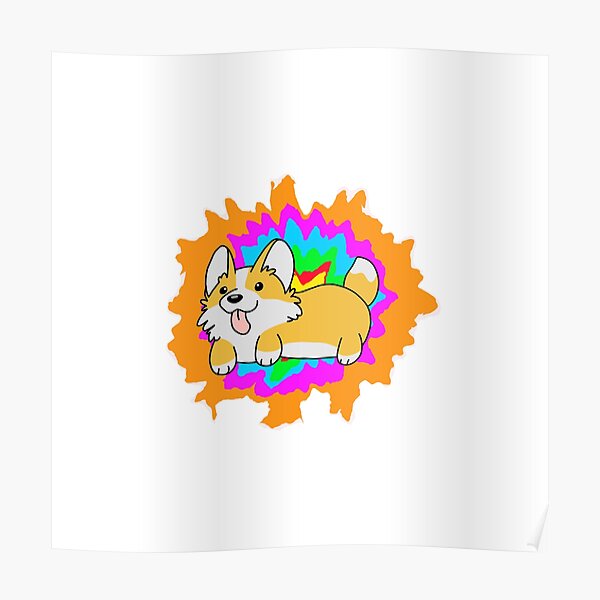 "tie dye corgi" Poster for Sale by MPurcellArt | Redbubble