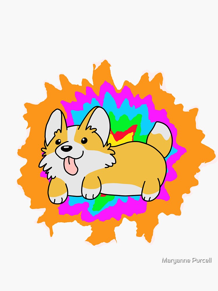"tie dye corgi" Sticker for Sale by MPurcellArt | Redbubble