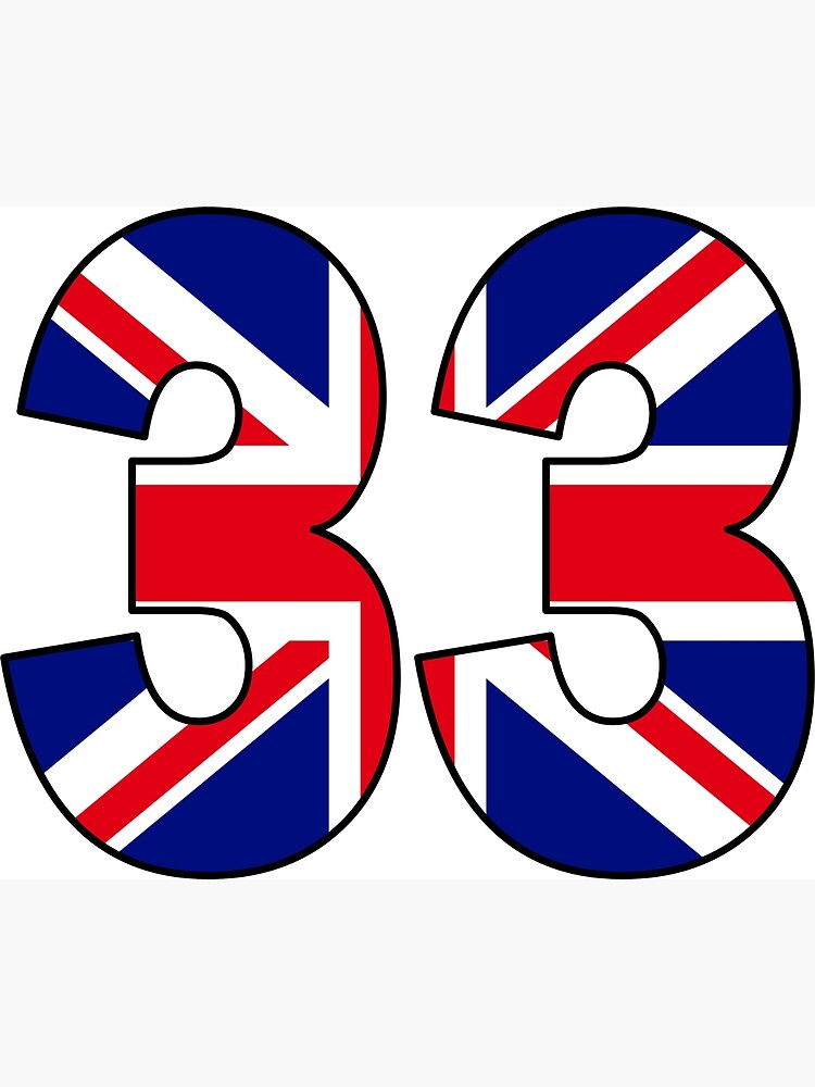 "Number 33 with UK flag on the background" Photographic Print for Sale ...