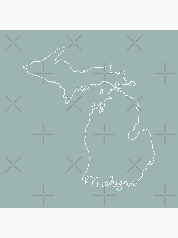 "Michigan Cursive State Outline" Poster for Sale by GreatLakesLocal ...