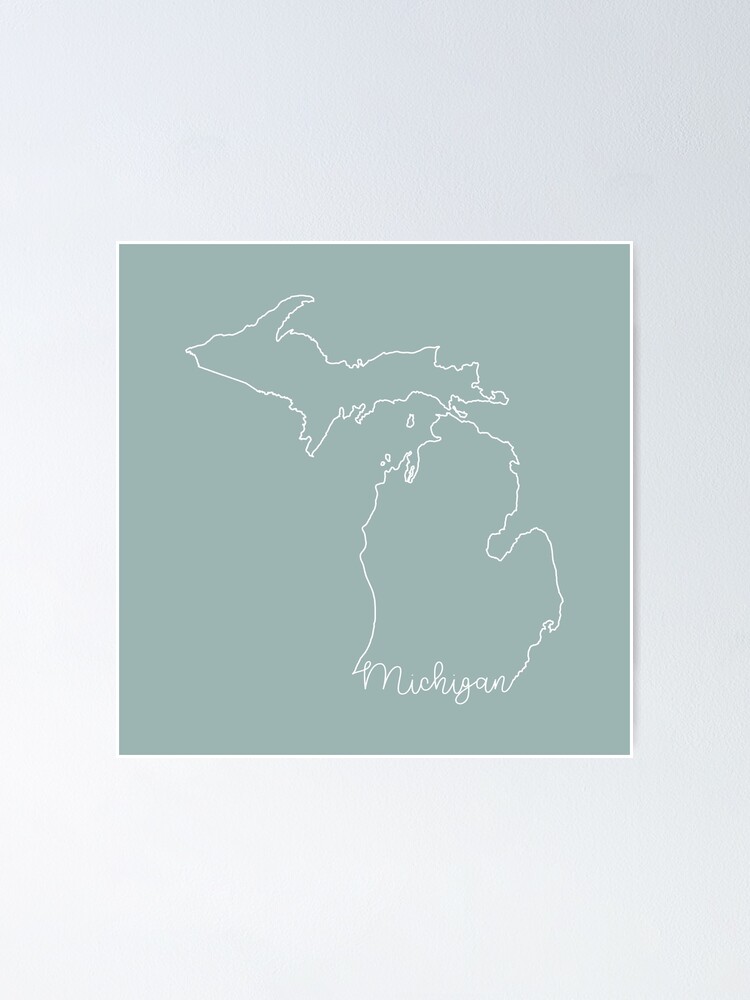 "Michigan Cursive State Outline" Poster for Sale by GreatLakesLocal ...
