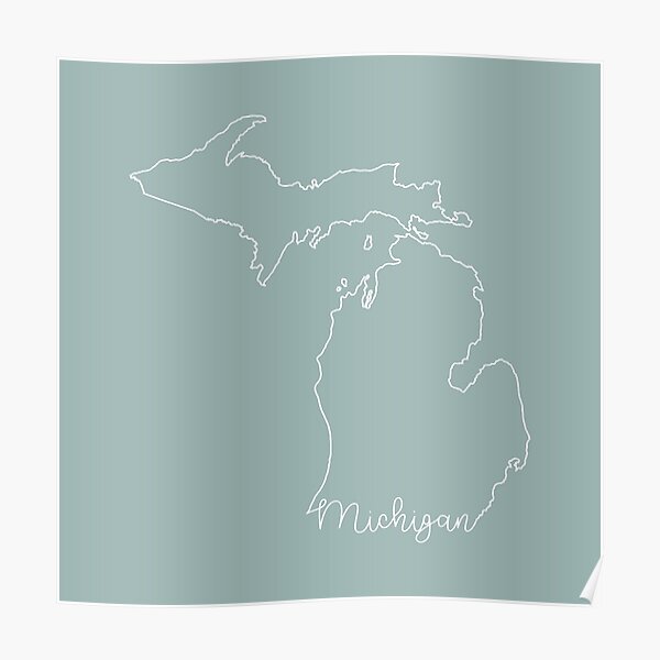 "Michigan Cursive State Outline" Poster for Sale by GreatLakesLocal ...