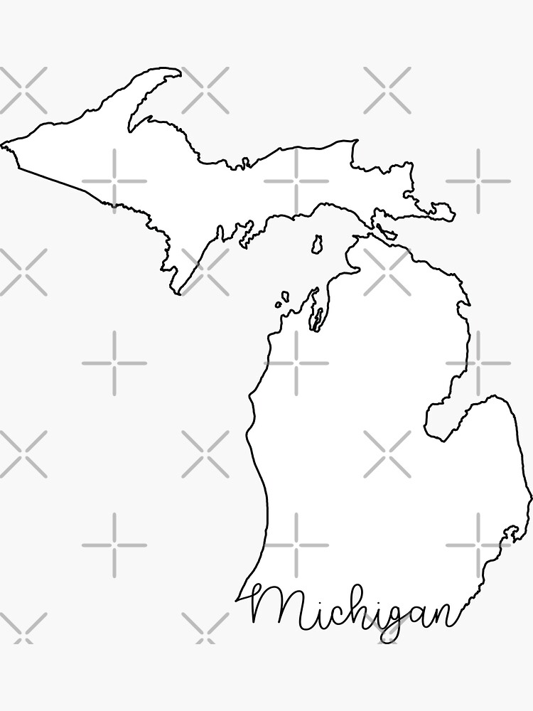 "Michigan Cursive State Outline" Sticker by GreatLakesLocal | Redbubble