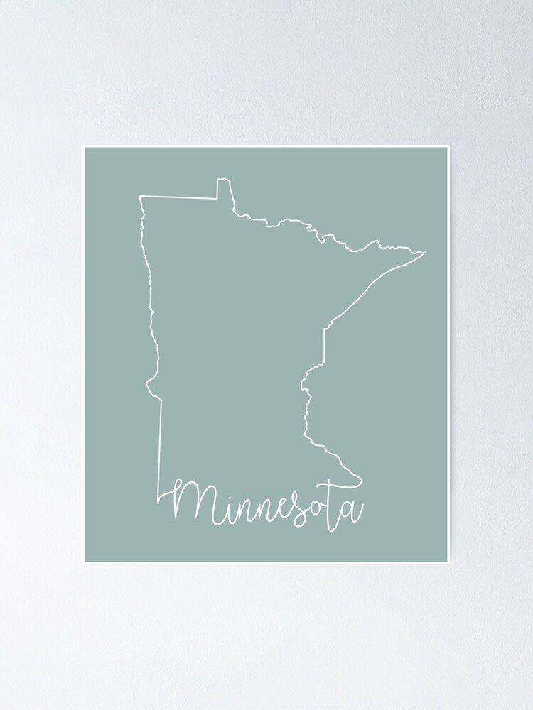 "Minnesota Cursive State Outline" Poster for Sale by GreatLakesLocal ...
