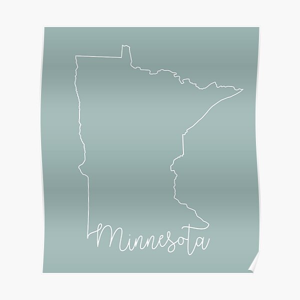 "Minnesota Cursive State Outline" Poster for Sale by GreatLakesLocal ...