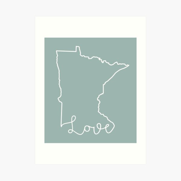 "Minnesota Cursive Love Home State Outline" Art Print for Sale by ...