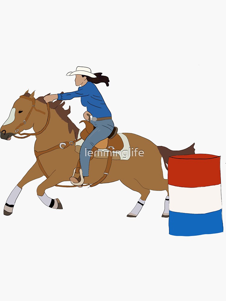 "Cartoon Barrel Racer & Her Horse-lemminglife" Sticker for Sale by ...