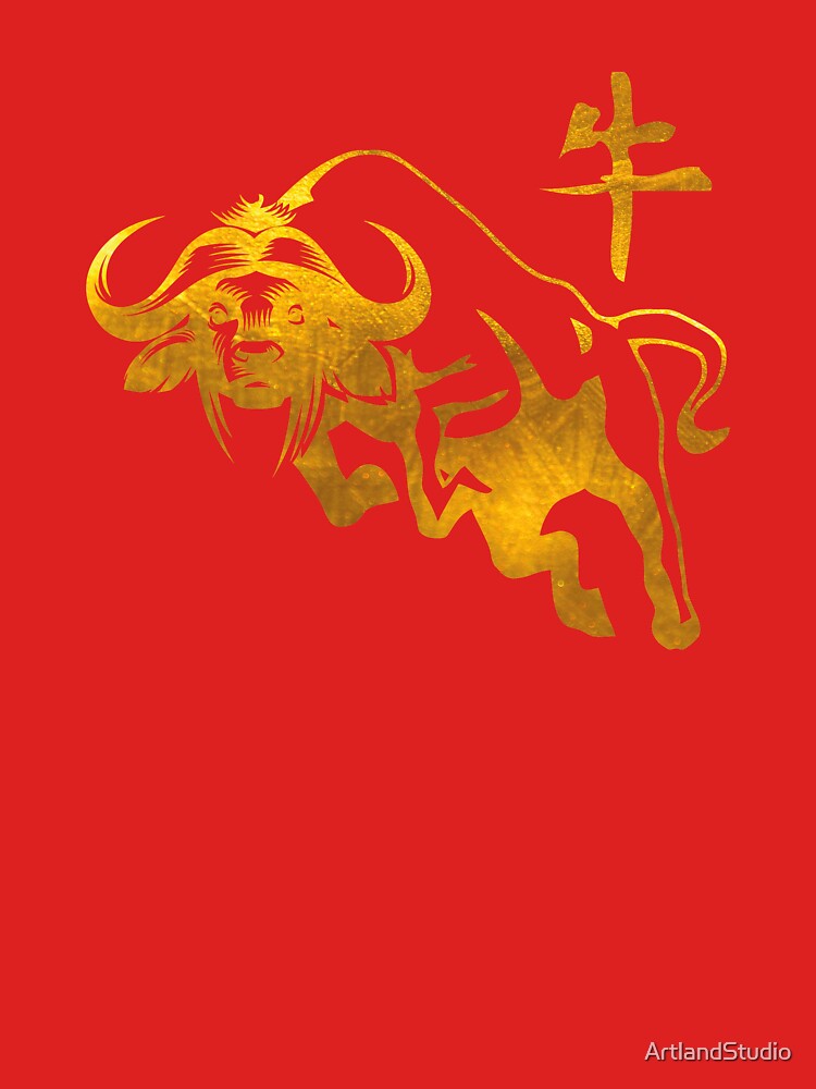 "Golden Ox Chinese Zodiac" T-shirt for Sale by ArtlandStudio ...