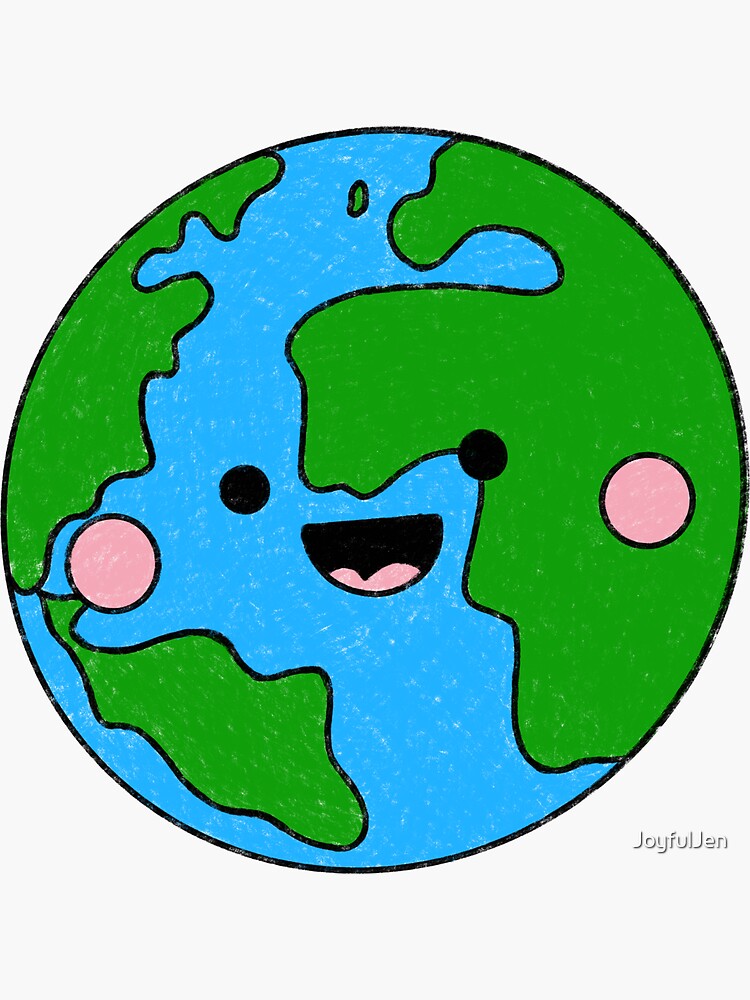 "Cute Smiling Earth Doodle" Sticker by JoyfulJen | Redbubble