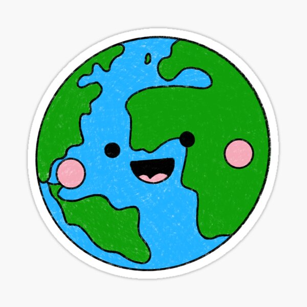 "Cute Smiling Earth Doodle" Sticker by JoyfulJen | Redbubble