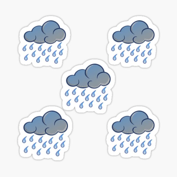 "RAIN CLOUD, WET WEATHER, RAINDROPS, STICKERS and FACE-MASKS (stickers ...