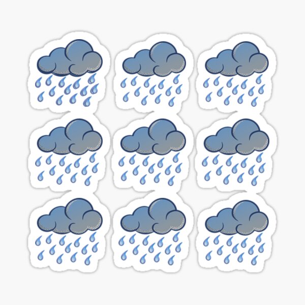 "RAIN CLOUD, WET WEATHER, RAINDROPS, STICKERS and FACE-MASKS (stickers ...