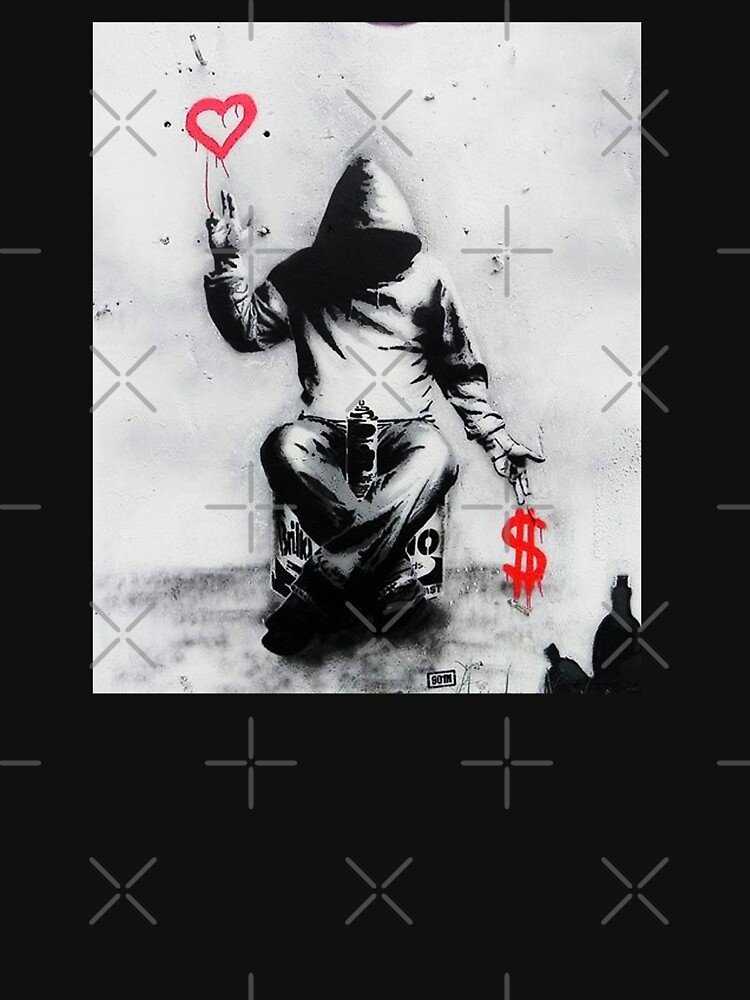 "Banksy Love Over Money Iconic Street Art" T-shirt for Sale by WE-ARE ...