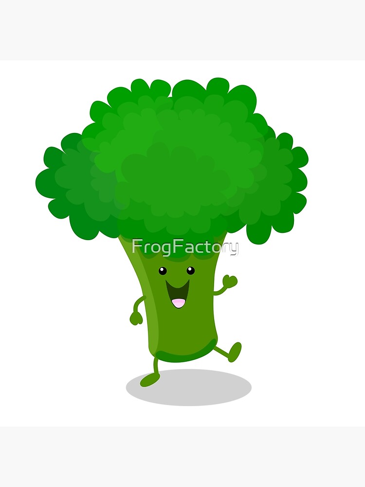 "Cute kawaii dancing broccoli cartoon illustration" Photographic Print ...