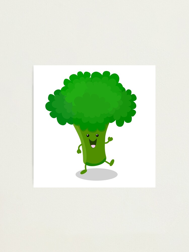 "Cute kawaii dancing broccoli cartoon illustration" Photographic Print ...