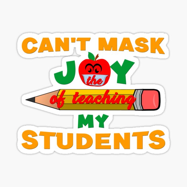 "Can't Mask The Joy Of Teaching My Students - Red Apple With A Mask And ...