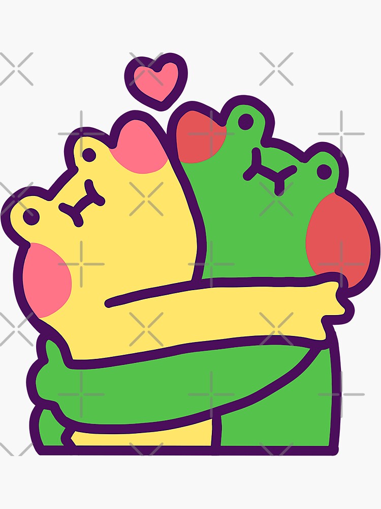 "frogs hugging