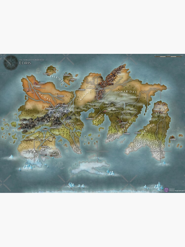 "Map of Edris - Remastered" Sticker for Sale by zuperbuuworks | Redbubble