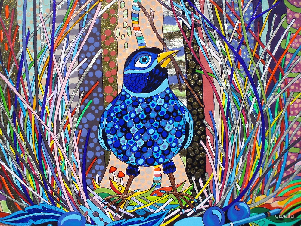"Satin Bowerbird detail 1" by gwolly | Redbubble