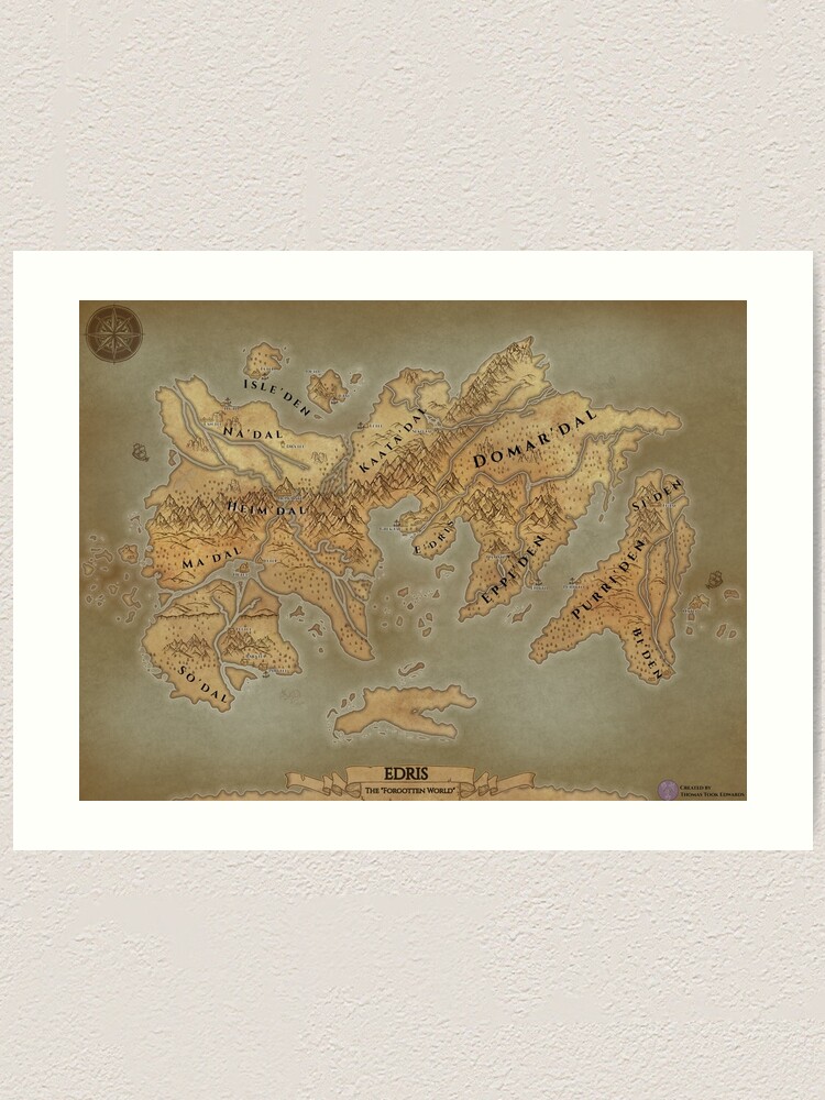 "Parchment Map of Edris - Remastered" Art Print for Sale by ...