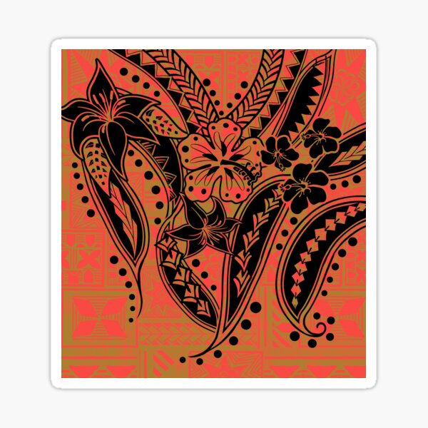 "Samoan Sunset Floral Black Overlay" Sticker by sunnthreads | Redbubble