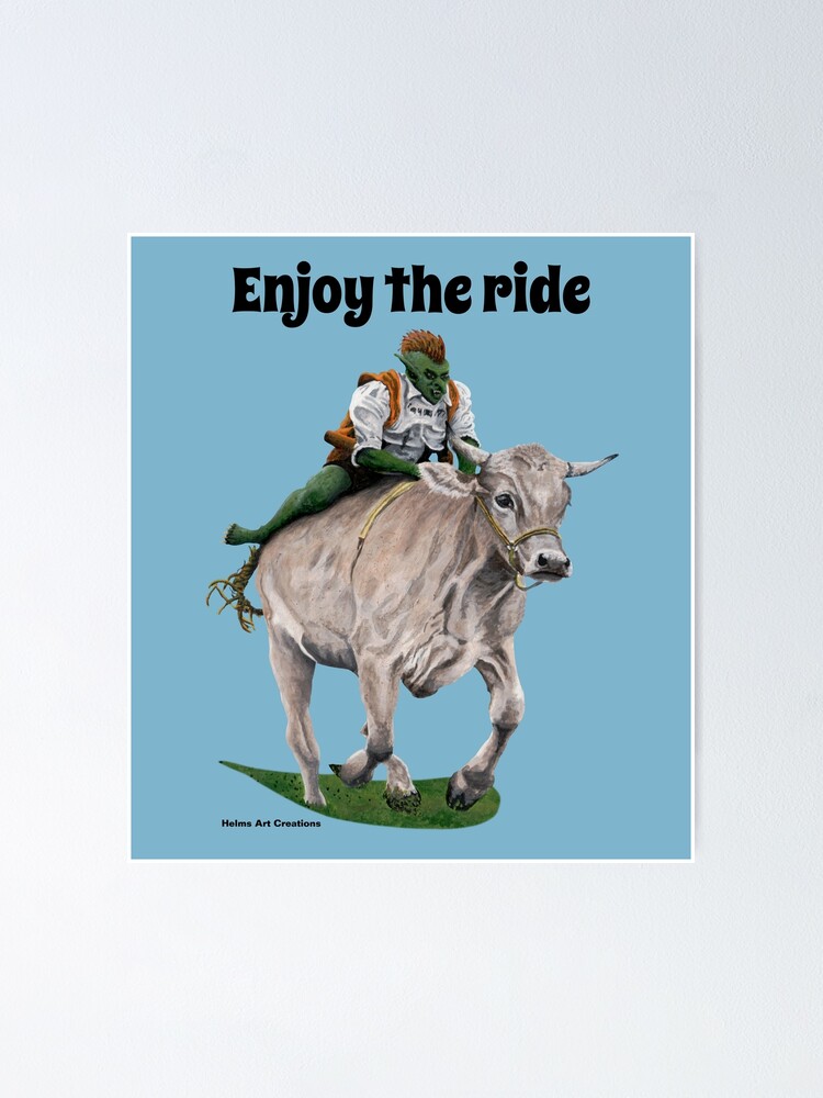 Póster «Goblin Cowboy Cow Race Obra realista» de HelmsArt | Redbubble