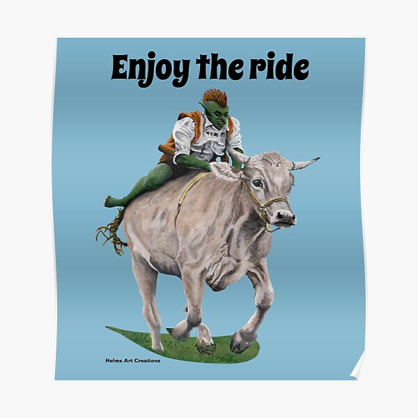 "Goblin Cowboy Cow Race Realistic Artwork" Poster by HelmsArt | Redbubble