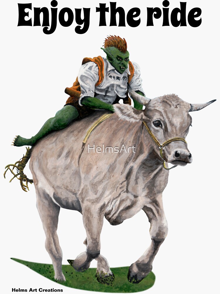 "Goblin Cowboy Cow Race Realistic Artwork" Sticker by HelmsArt | Redbubble