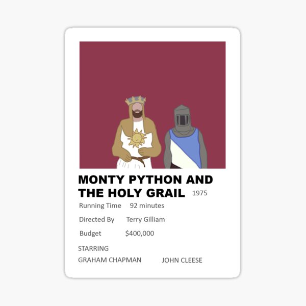 "Monty Python and The Holy Grail Minimalist Poster" Sticker by ...