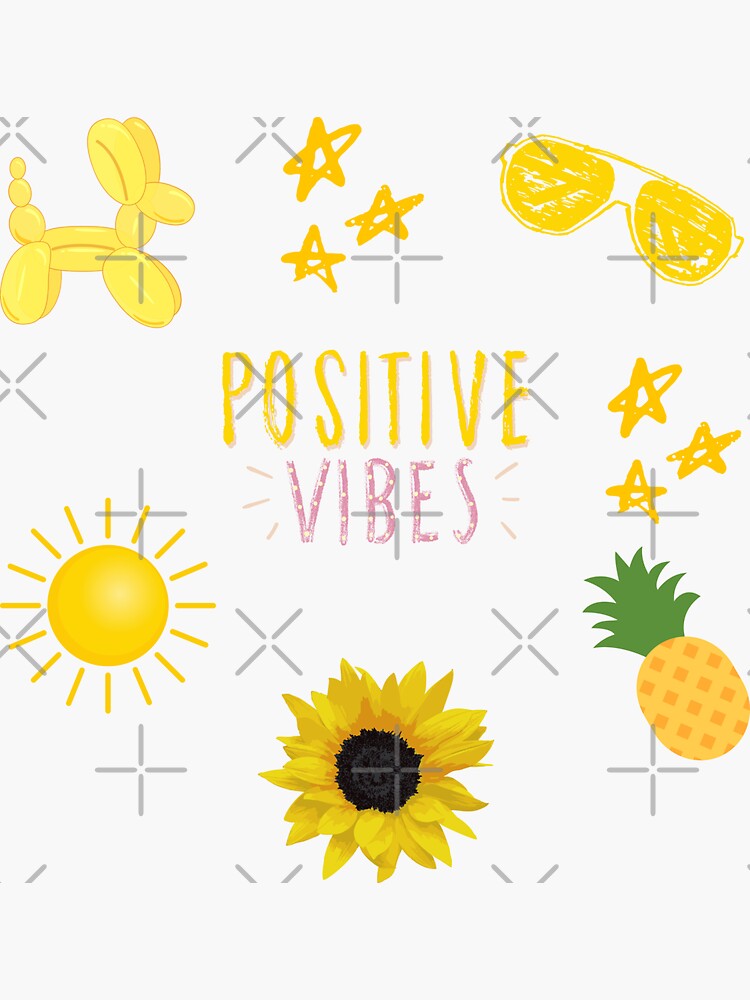 "Yellow Positive Vibes Vsco Pack" Sticker by kambamdesigns | Redbubble