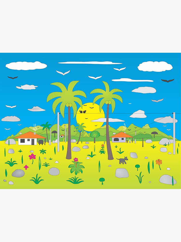 "Happy Landscape" Sticker by ClaytonEgashira | Redbubble
