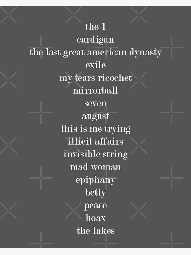 "Taylor Swift Folklore Tracklist" Sticker by MusicPopCulture | Redbubble