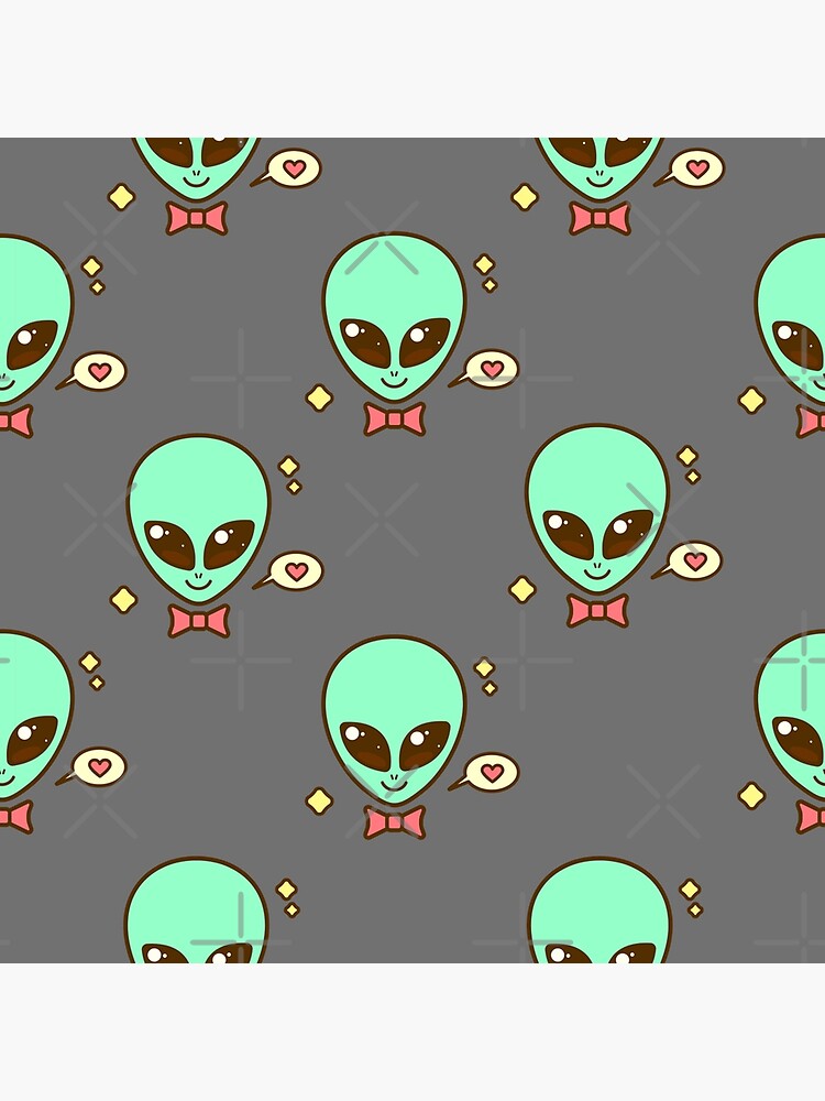 Póster «Kawaii Cute alien en nave espacial con patrón de corazones de ...
